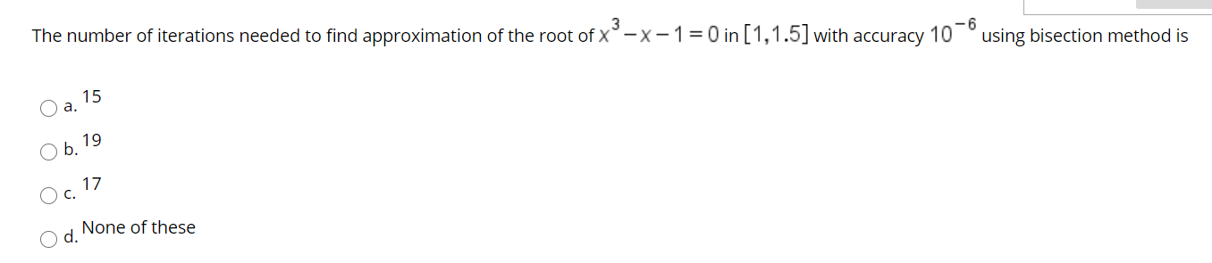Solved The number of iterations needed to find approximation | Chegg.com