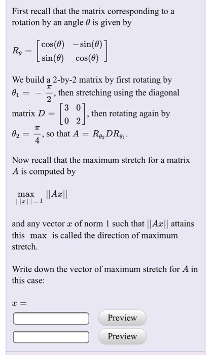 Solved First recall that the matrix corresponding to a | Chegg.com