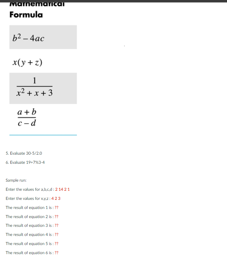 Solved Write A Program That Evaluates Math Expressions 6030