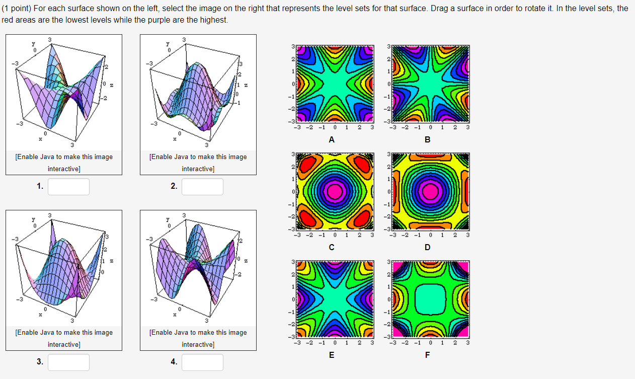 Solved (1 point) For each surface shown on the left, select | Chegg.com