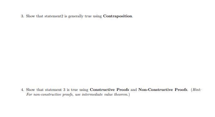 Solved Problem 2. For the following statement, give proofs | Chegg.com
