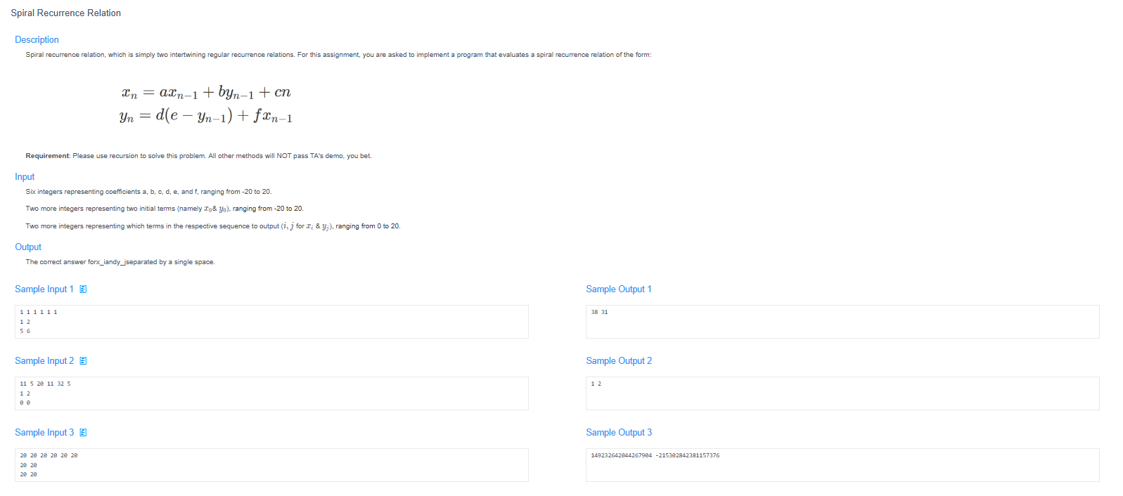 Solved "USING C++ TO ﻿SOLVE IT" ﻿Spiral Recurrence | Chegg.com
