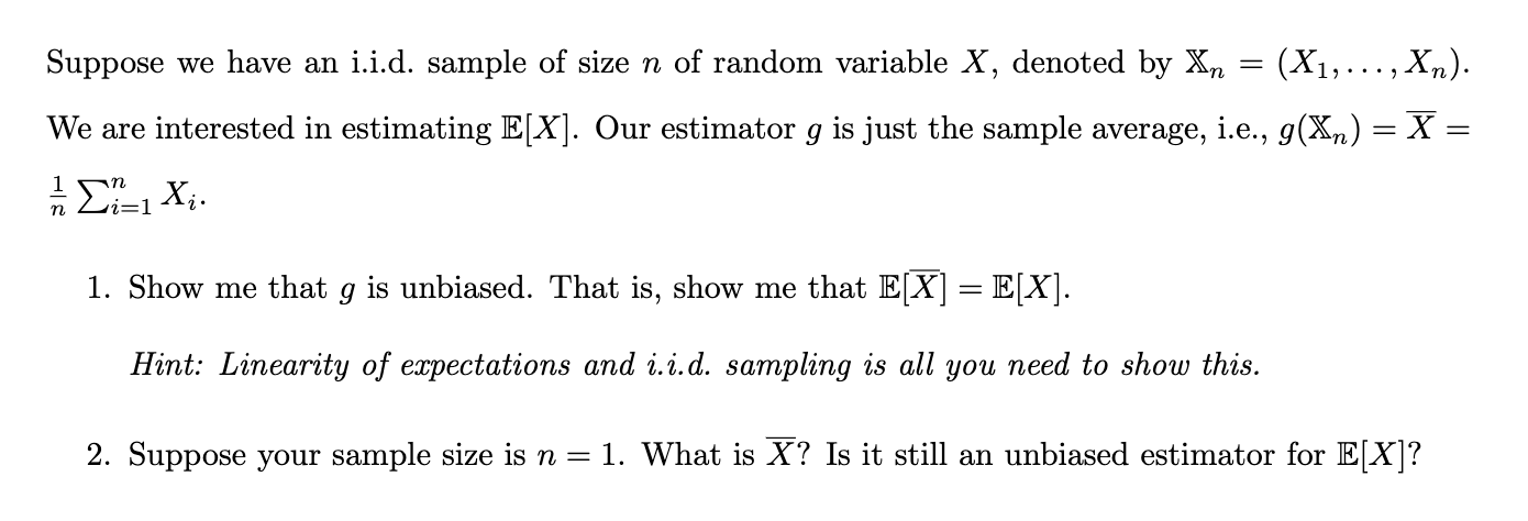 Solved Suppose we have an i.i.d. sample of size n of random | Chegg.com