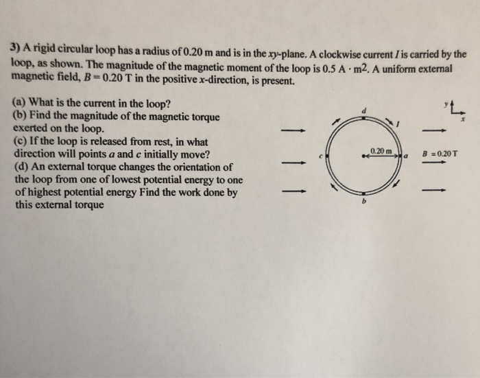 Solved 3) A rigid circular loop has a radius of 0.20 m and | Chegg.com