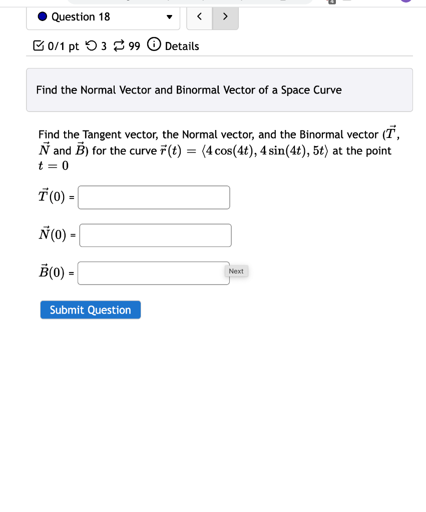 Solved Find the Normal Vector and Binormal Vector of a Space | Chegg.com