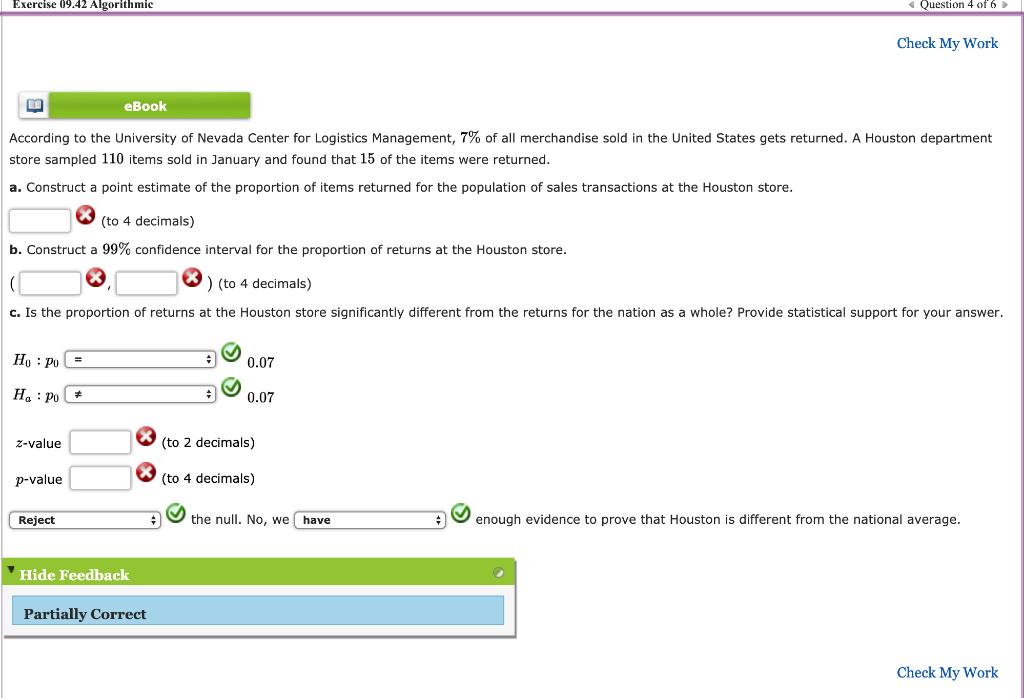 Solved Exercise 09.42 Algorithmic Question 4 of 6 Check My | Chegg.com