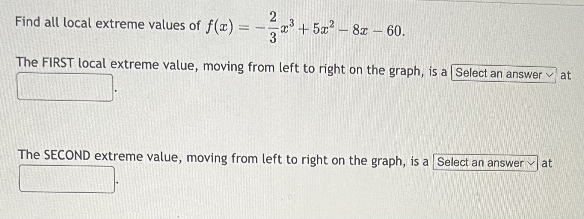 Solved Find all local extreme values of \\( | Chegg.com