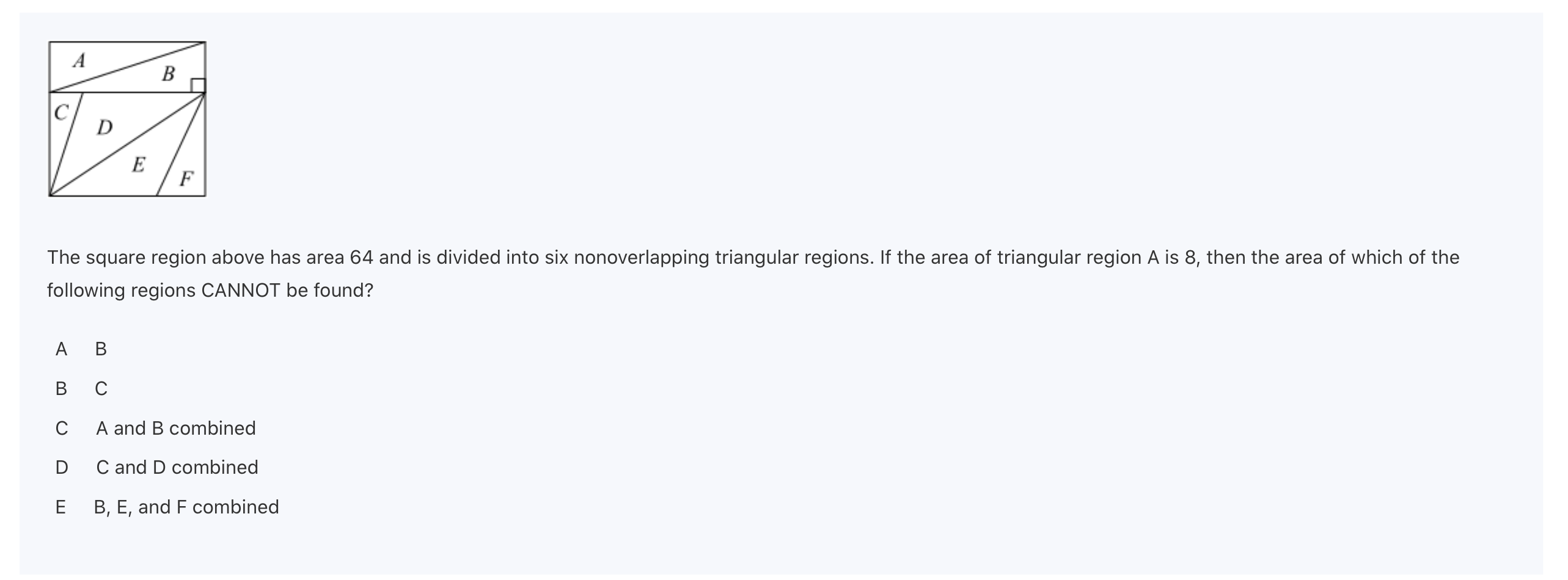 Solved B E The square region above has area 64 and is | Chegg.com