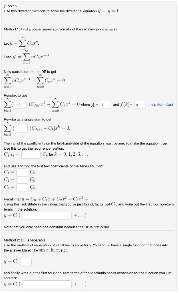 (1 point) Use two different methods to solve the | Chegg.com