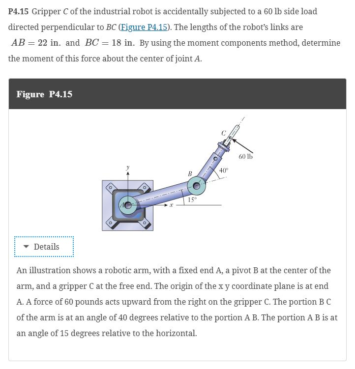 Solved P4.15 ﻿Gripper \( ﻿C \) ﻿of the industrial robot is | Chegg.com