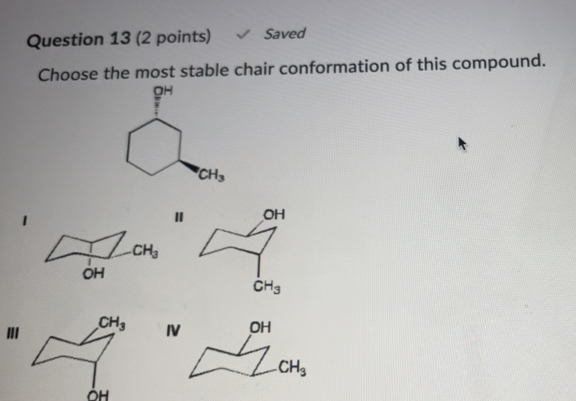 Solved Choose the most stable chair conformation of this | Chegg.com