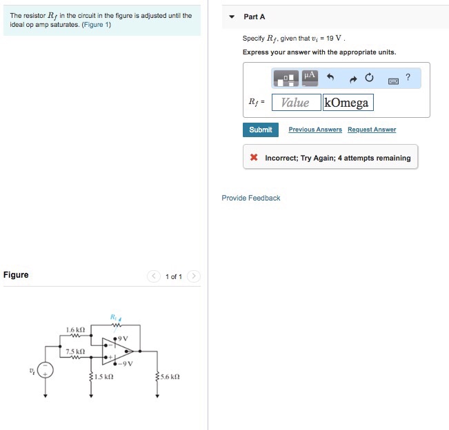 Solved The resistor Rf in the circuit in the figure is | Chegg.com