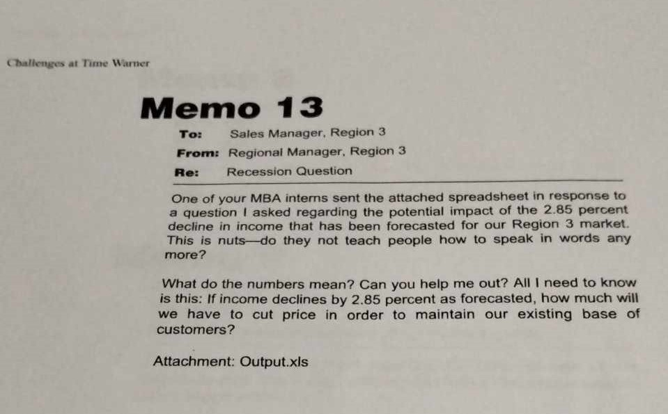 Memo 13 To: Sales Manager, Region 3 From: Regional | Chegg.com