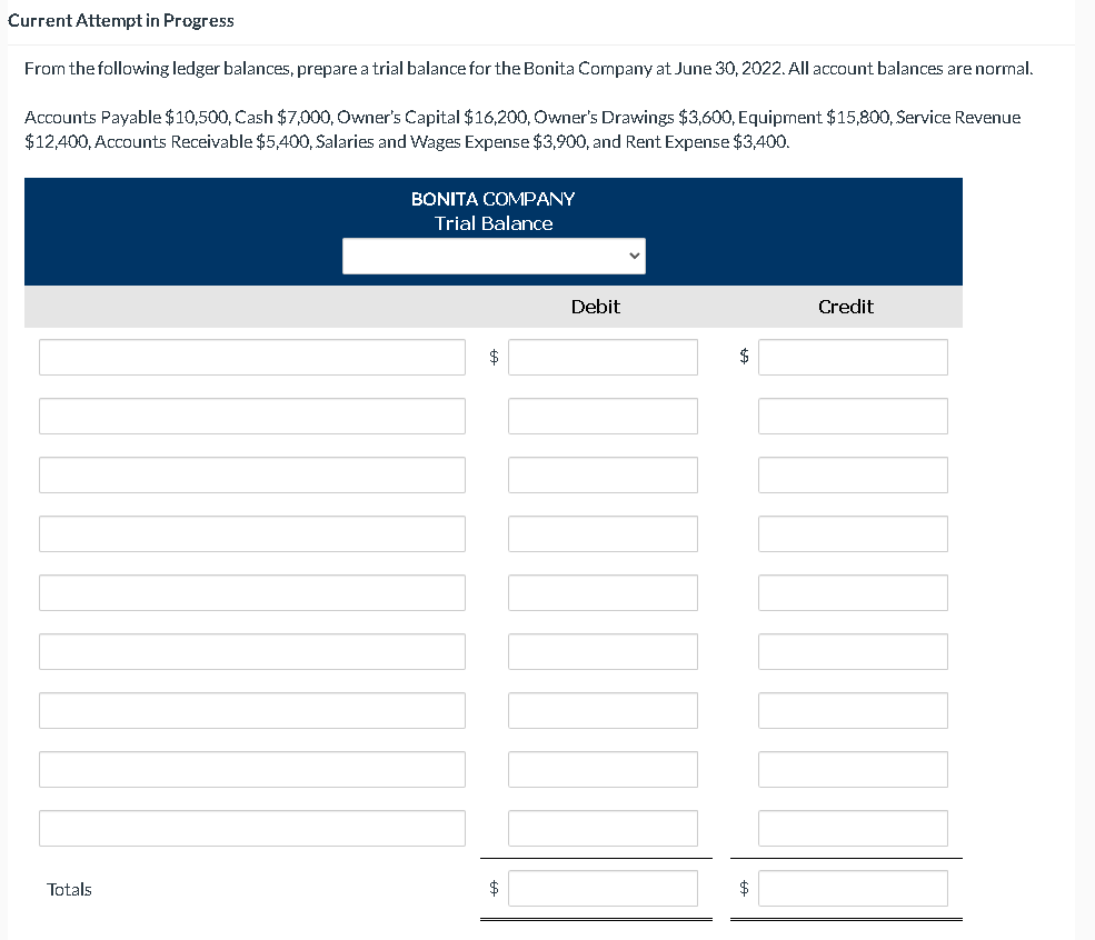 Solved Current Attempt in ProgressFrom the following ledger | Chegg.com