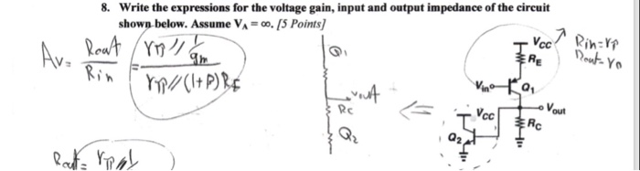 Solved Write the expressions for the voltage gain, input and | Chegg.com