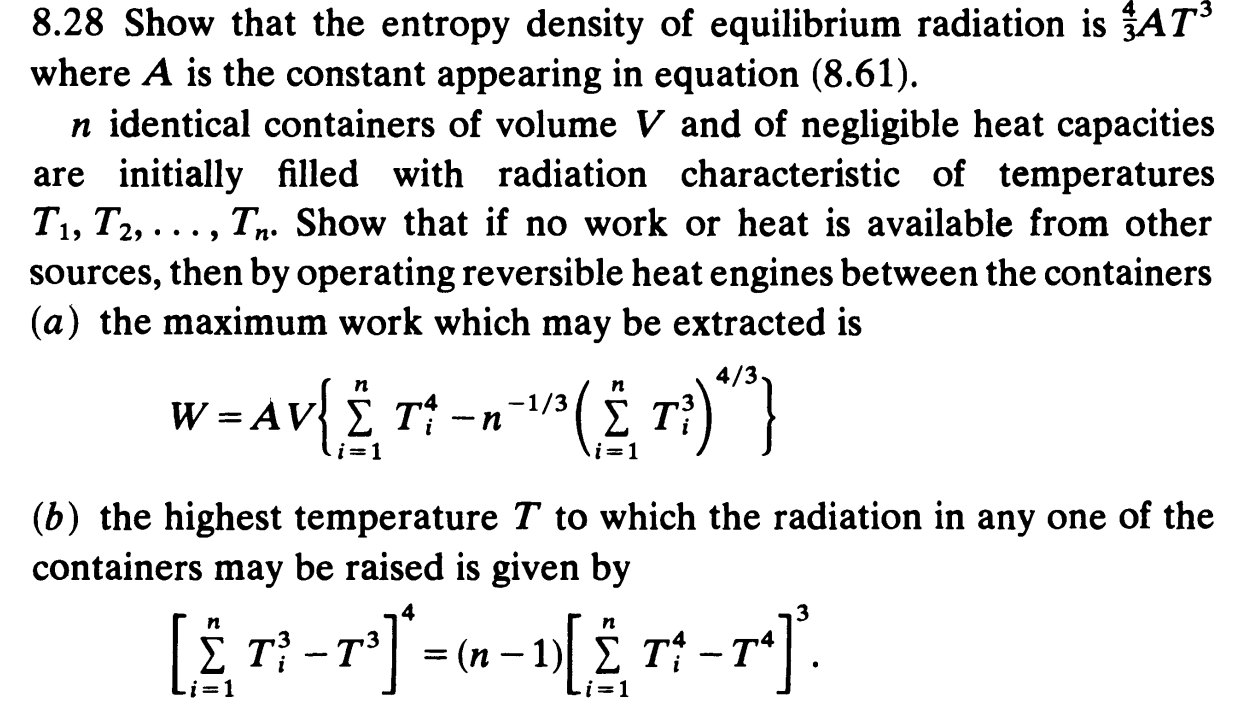Solved 8.28 ﻿Show that the entropy density of equilibrium | Chegg.com