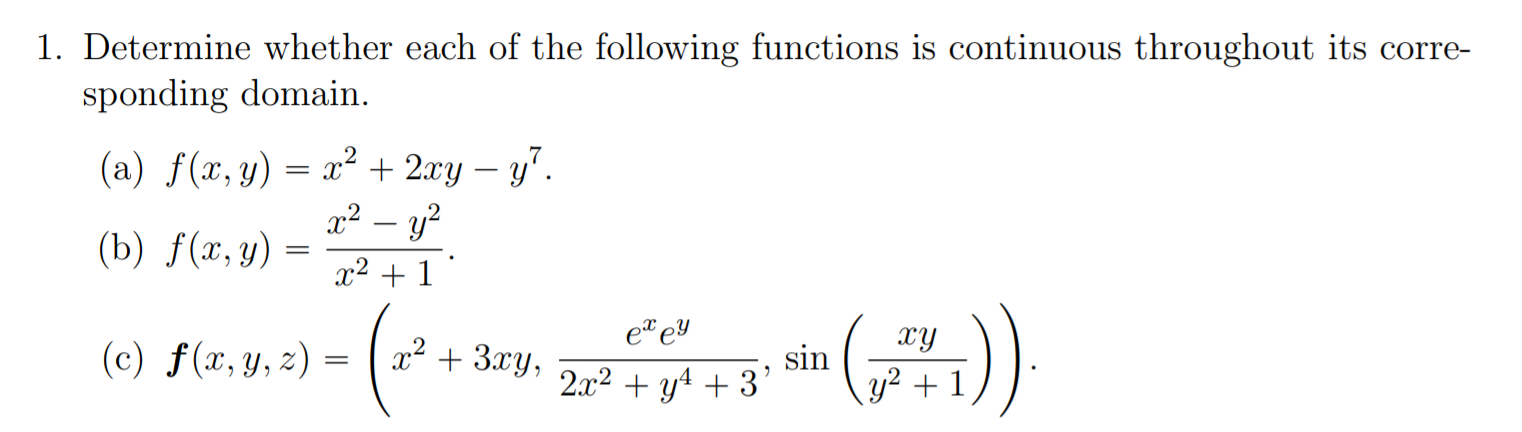Solved 1. Determine whether each of the following functions | Chegg.com