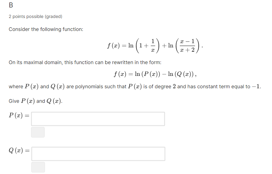 Solved 2 points possible (graded) Consider the following | Chegg.com