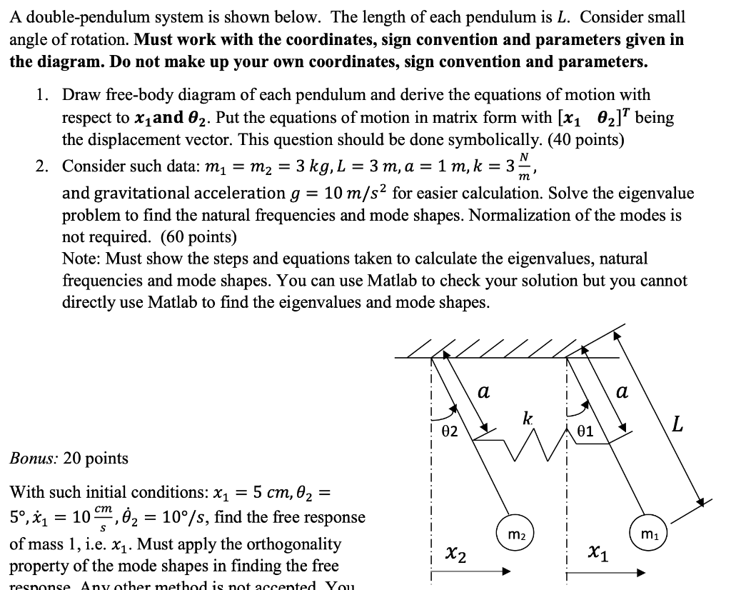 A double-pendulum system is shown below. The length | Chegg.com
