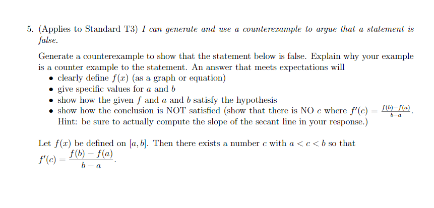 Solved 5. (Applies to Standard T3) I can generate and use a | Chegg.com