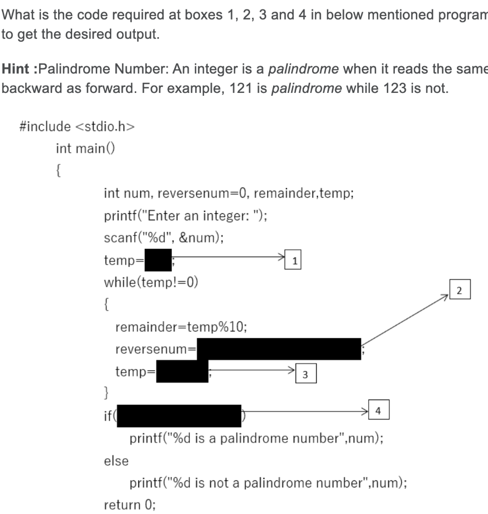 Solved What is the code required at boxes 1, 2, 3 and 4 in | Chegg.com