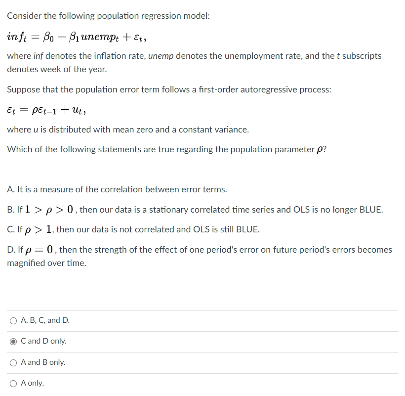 Solved Consider the following population regression model: | Chegg.com