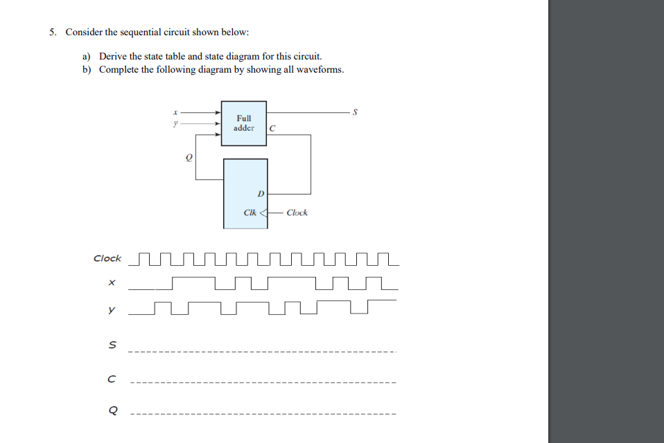 Solved 5. Consider the sequential circuit shown below: a) | Chegg.com