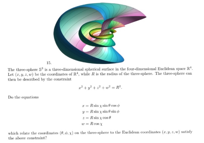 Solved The three-sphere S^3 is a three-dimensional spherical | Chegg.com