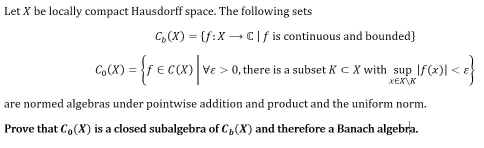 Solved Let X Be Locally Compact Hausdorff Space The