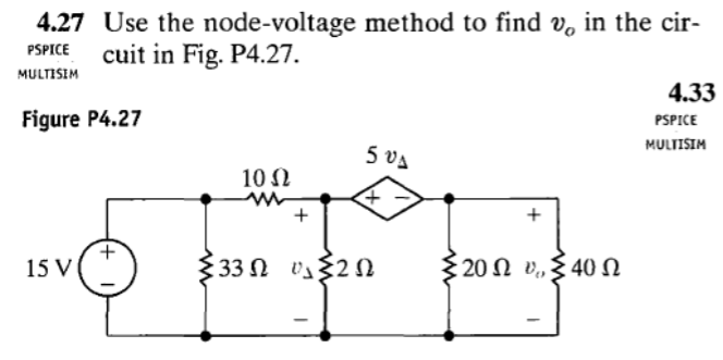 Solved Use the node-voltage method to find vo ﻿in the | Chegg.com