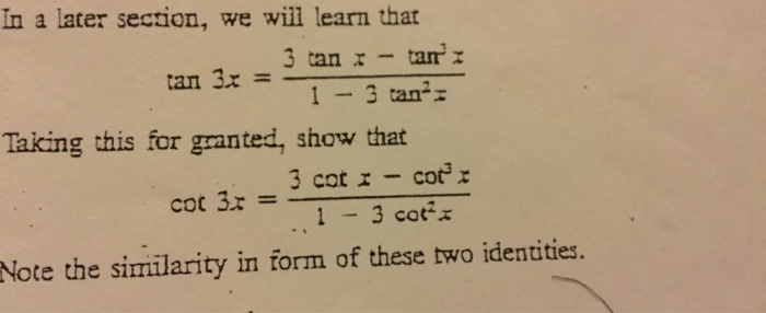 Solved In a later section, we will learn that tan 3x = 3 | Chegg.com