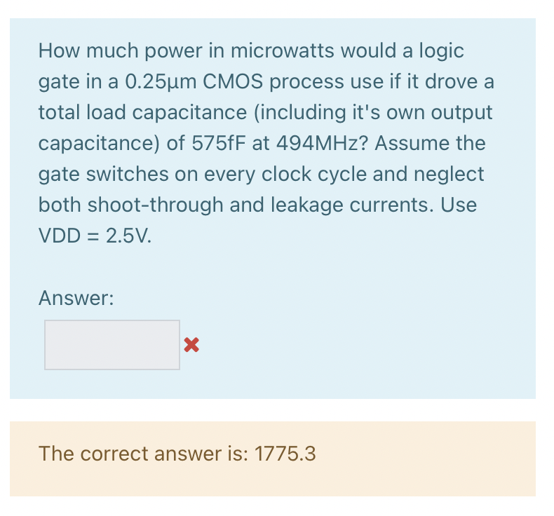 Solved How much power in microwatts would a logic gate in a | Chegg.com