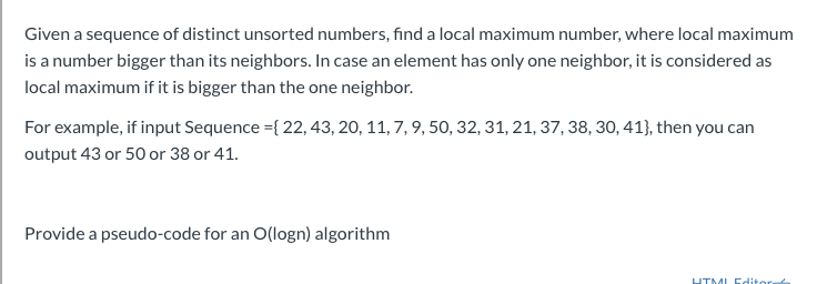Solved Given A Sequence Of Distinct Unsorted Numbers Find A