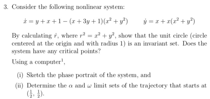 Solved 3. Consider the following nonlinear system: By | Chegg.com