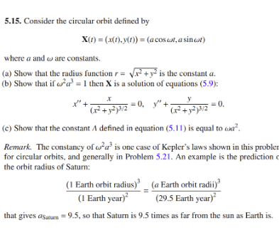 Solved 5.15. Consider the circular orbit defined by | Chegg.com