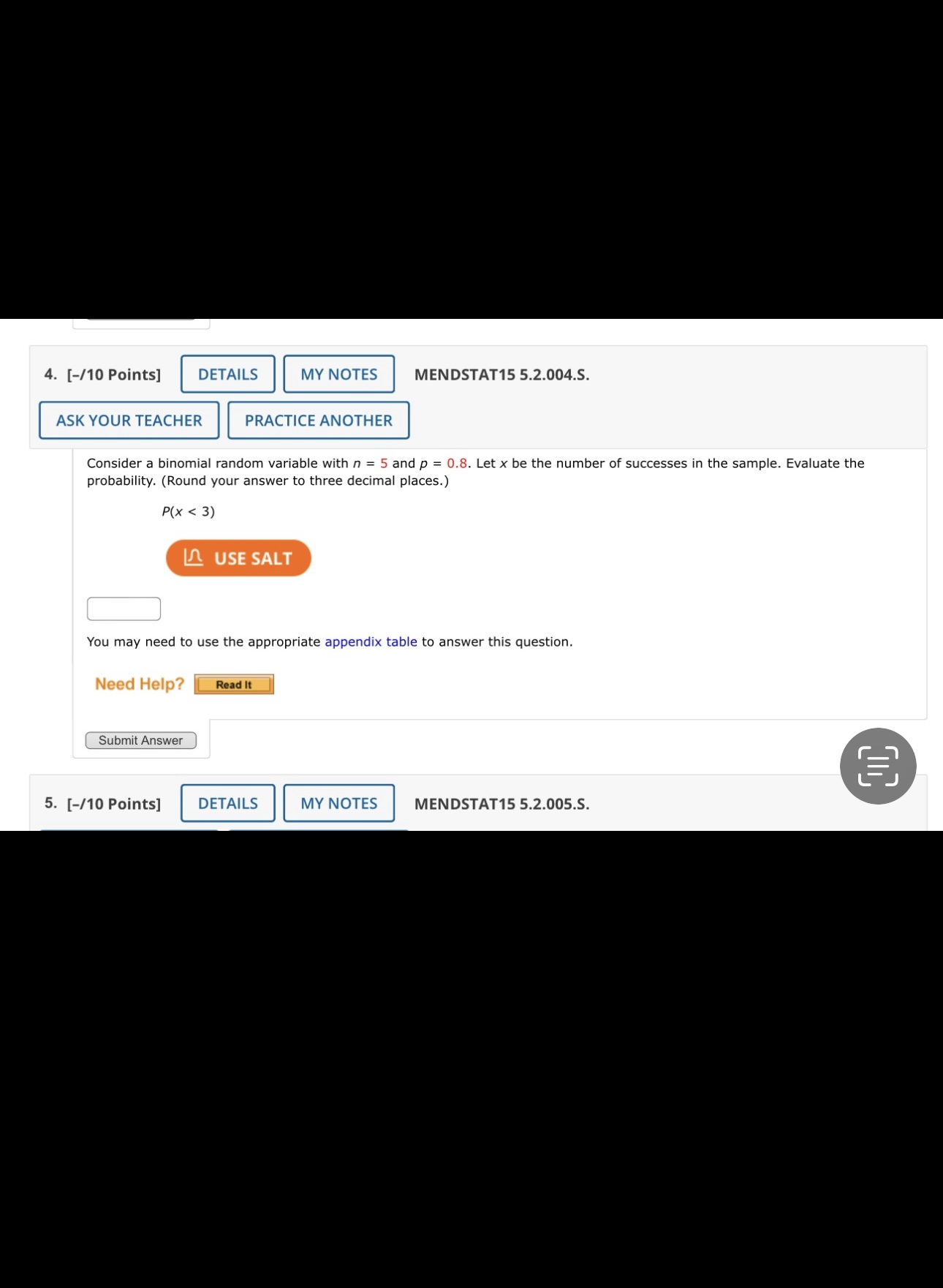 Solved Consider a binomial random variable with \( ﻿n=5 \) | Chegg.com