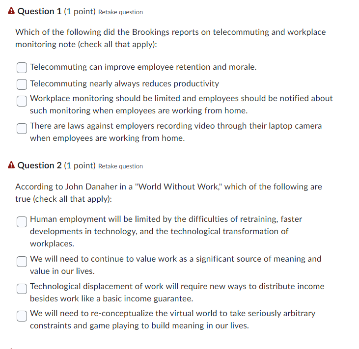 Solved Question 1 (1 point) Retake question Which of the | Chegg.com