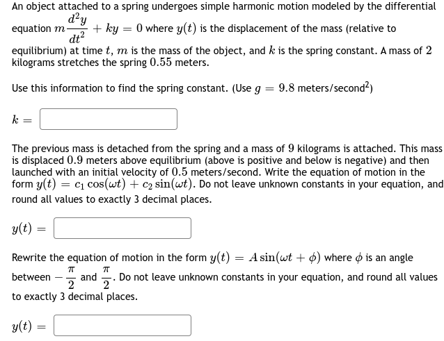 Solved An object attached to a spring undergoes simple | Chegg.com