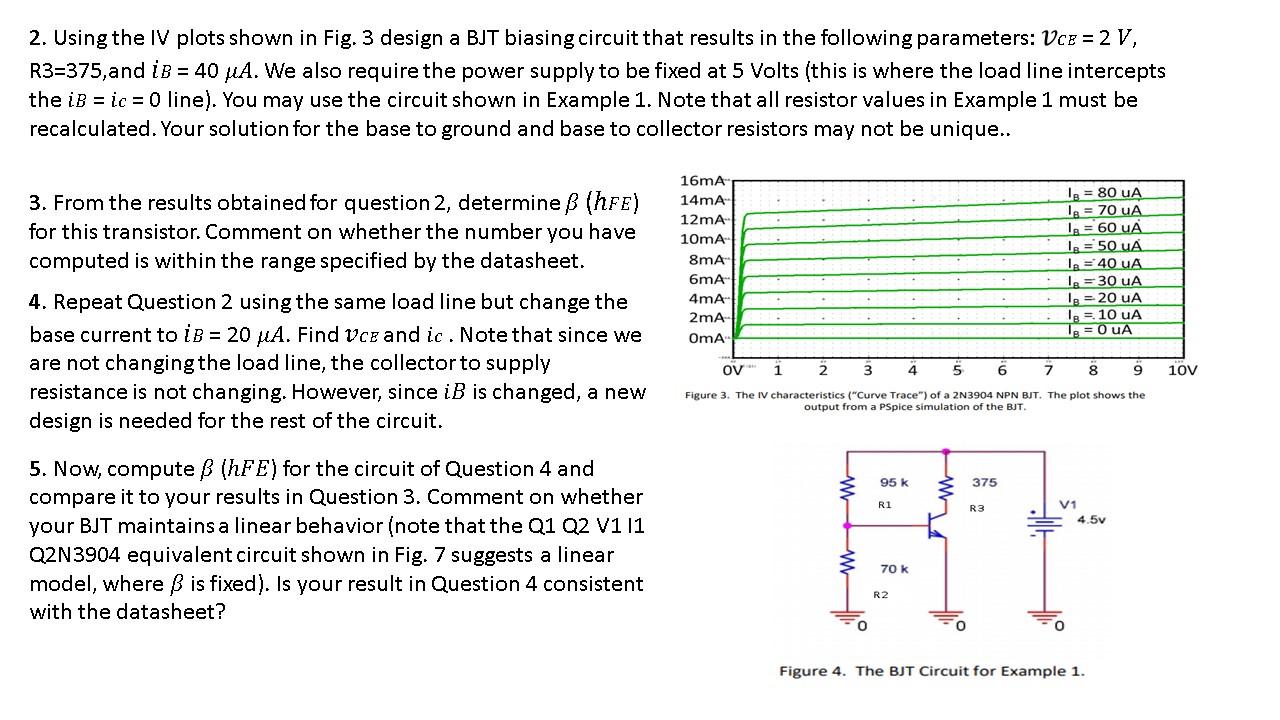 Solved 2. Using the IV plots shown in Fig. 3 design a BJT | Chegg.com