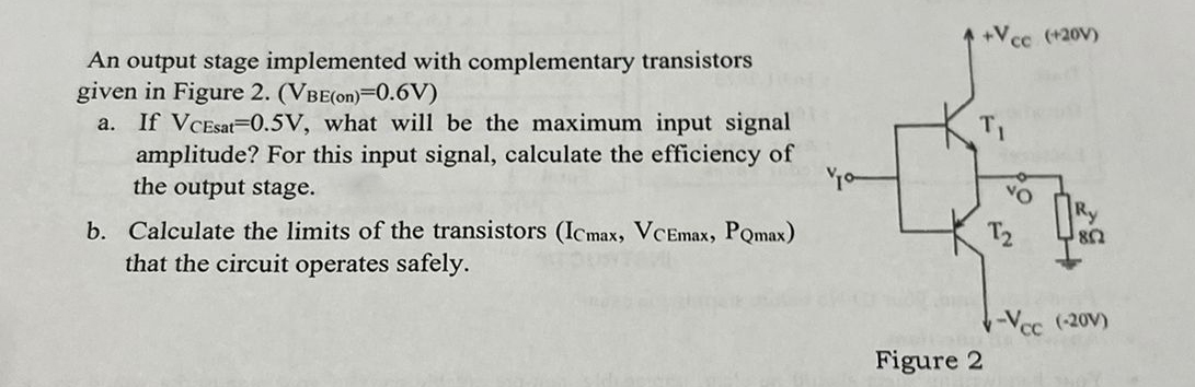 Solved An ﻿output stage implemented with complementary | Chegg.com