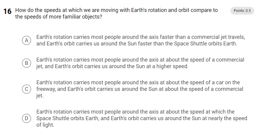 Solved Points: 0.5 16 How do the speeds at which we are | Chegg.com