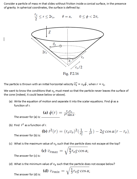 Solved Consider a particle of mass m that slides without | Chegg.com