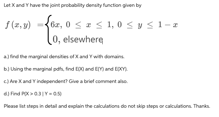 Solved Let X and Y have the joint probability density | Chegg.com