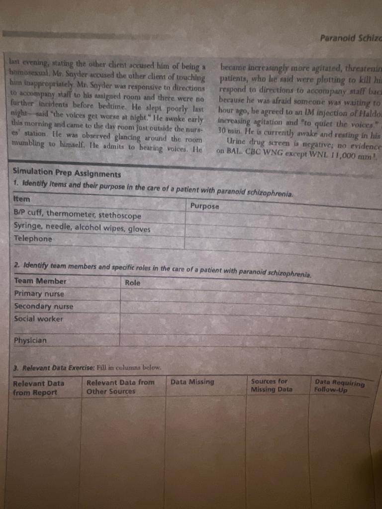 Solved Simulation Prep Assignments 1. Identify ltems and | Chegg.com