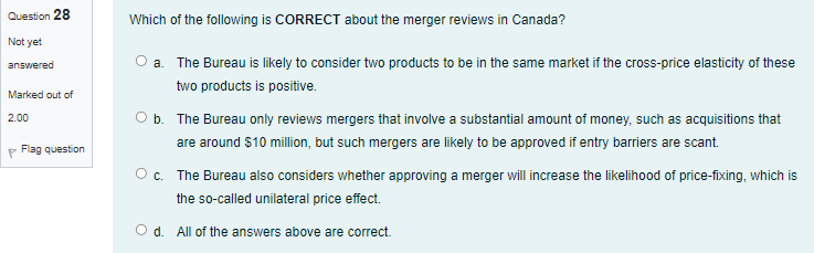 Solved Which of the following is CORRECT about the merger | Chegg.com