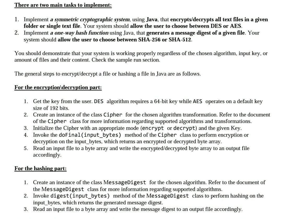 Solved There are two main tasks to implement: 1. Implement a | Chegg.com