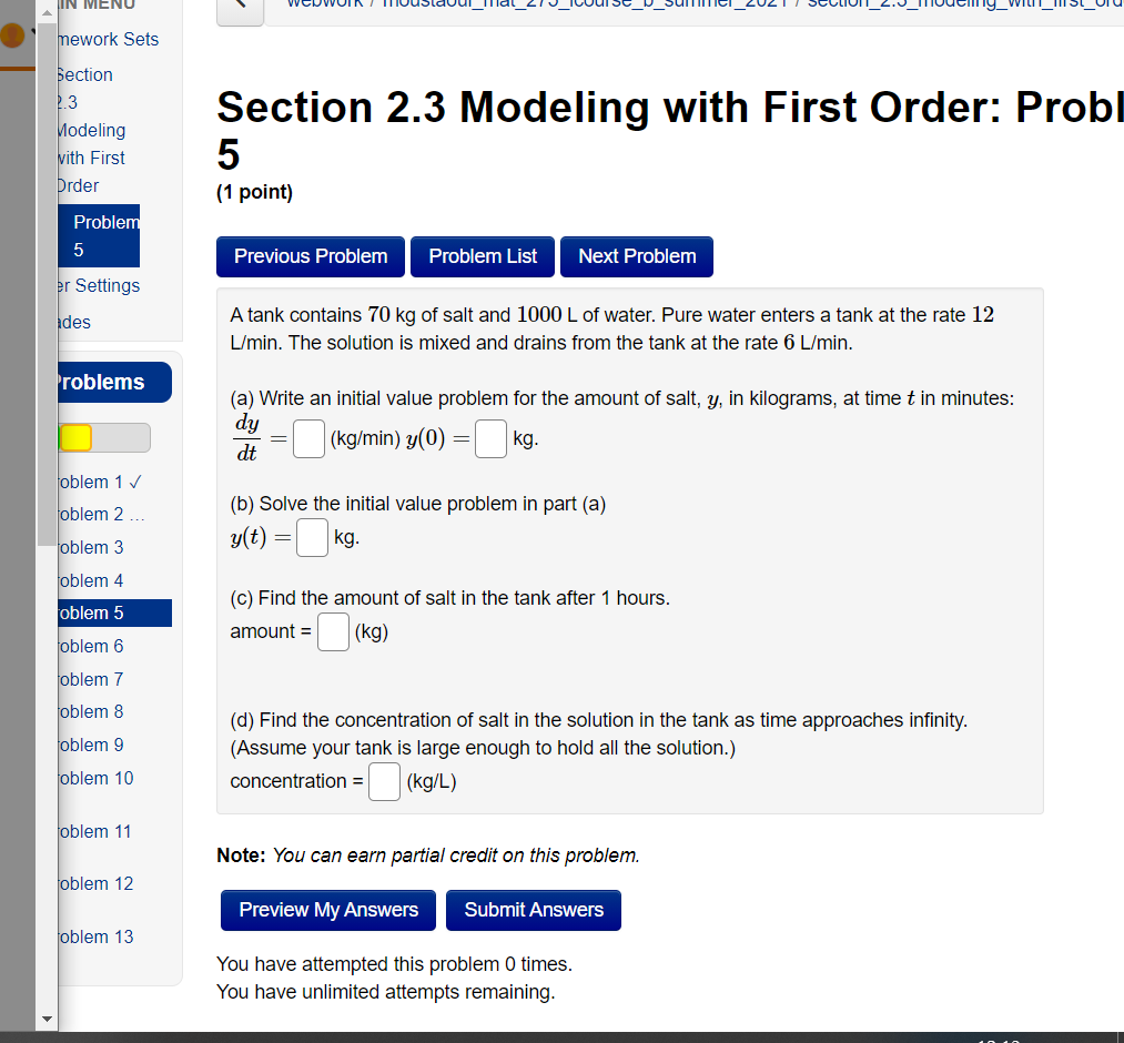 Solved mework Sets Section 2.3 Modeling with First Drder | Chegg.com