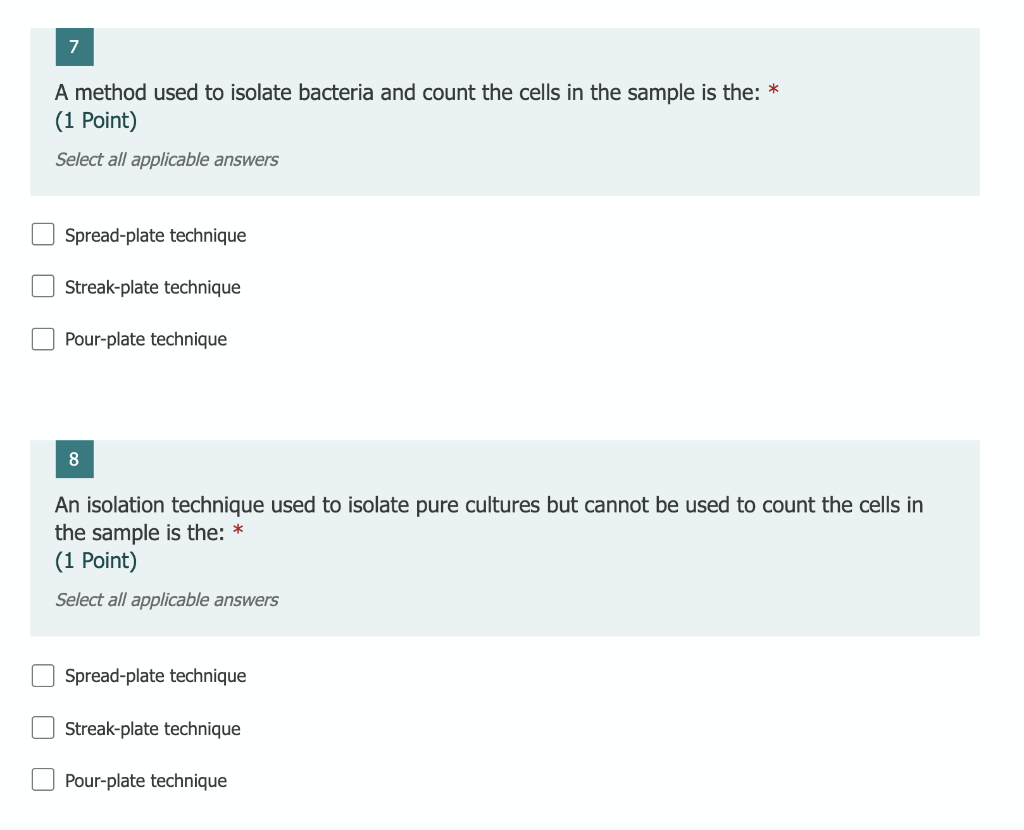 Solved A method used to isolate bacteria and count the cells | Chegg.com