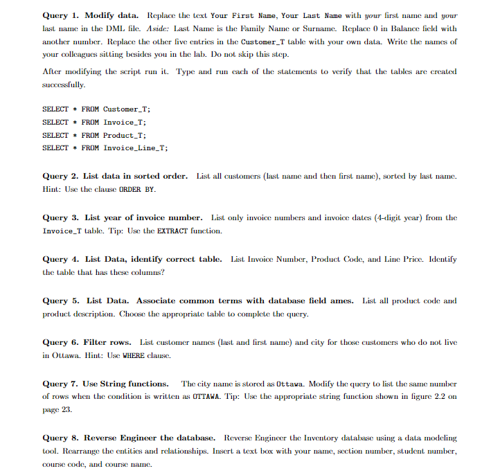 Requirements Create a database called Inventory in | Chegg.com