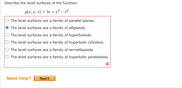 Solved Describe the level surfaces of the function. | Chegg.com